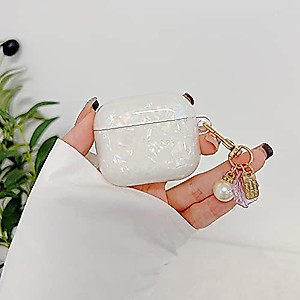 YeLoveHaw Designed for AirPods 3 Case for Women Girls Men, Glitter Pearly-Lustre Pattern, Soft Cute Full Body Protective Cover with Pearl Shell Keychain for Airpods 3rd Generation 2021 (Colorful)