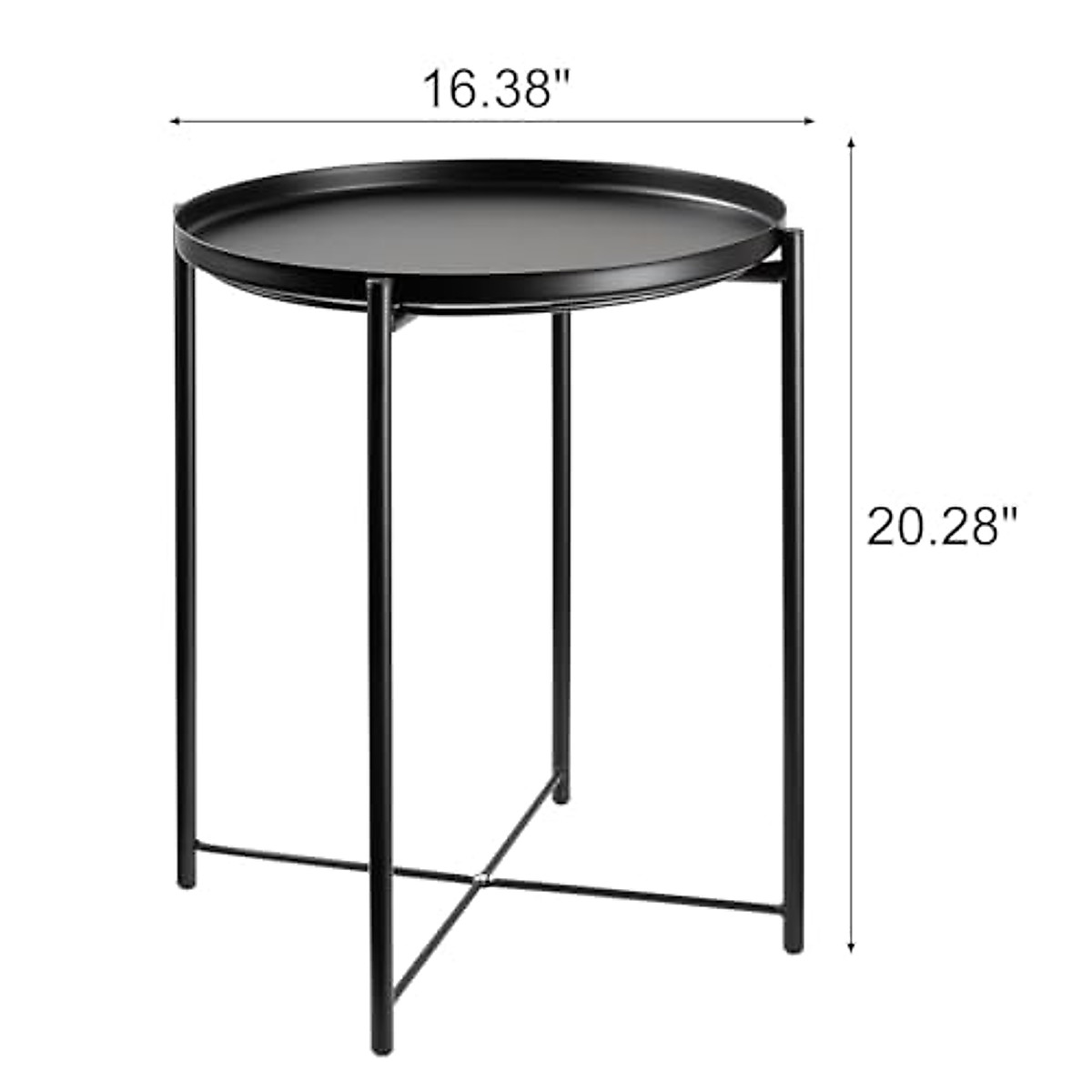 danpinera Metal Side Table, Black Side Table for Small Spaces Outdoor Patio Side Table Round Metal Coffee Table Waterproof Removable Tray Table for Living Room Bedroom Balcony Office Black, Set of 2