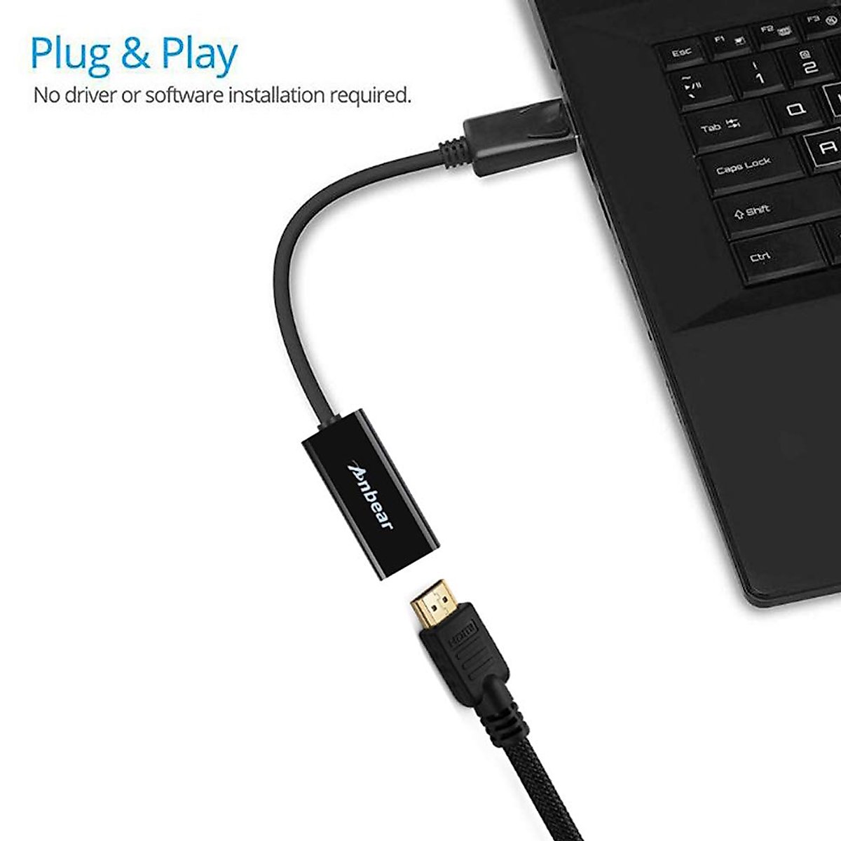 Anbear DisplayPort to HDMI Adapter, Display Port to HDMI Cable(Male to Female) for DisplayPort Enabled Desktops and Laptops Connect to HDMI Displays (2 Pack)
