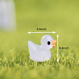 WINMIND 100Pcs Luminous Little Duck Miniature Garden Statue Glow in The Dark Resin Duck Micro Landscape Dolls for Gnomes Garden Glow Accessories Outdoor Patio Lawn Yard Decoration