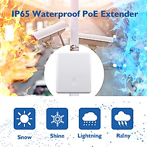 ThePoEstore Gigabit 5 Port PoE Extender Outdoor IP65 Waterproof PoE Passthrough Switch / PoE Amplifier / PoE Booster. 60W 10/100/1000Mbps. IEEE 802.3bt/at/af Compliant.