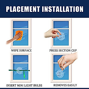 Christmas Light Suction Cups [Set of 60] Mini Strong Suction Cup Wire Holder, Small Clear Rope Light Caddy Window Glass Suction Cup Clips