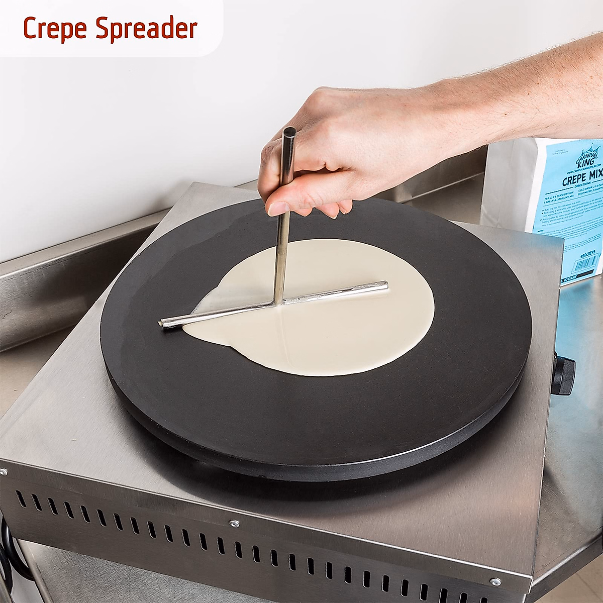 Echaprey Professional T Shape Stainless Steel Crepe Maker Batter Spreader to Fit Large Crepe Pan Maker 3 Pcs (5", 7" Spreaders and 12" Spatula)
