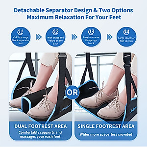 Upgraded Airplane Footrest (Memory Foam), Andyer 2 in 1 Adjustable Foot Rest for Airplane Travel Essentials, Portable Airplane Foot Hammock for Air Plane Flying Long Flight to Relax Your Feet and Leg