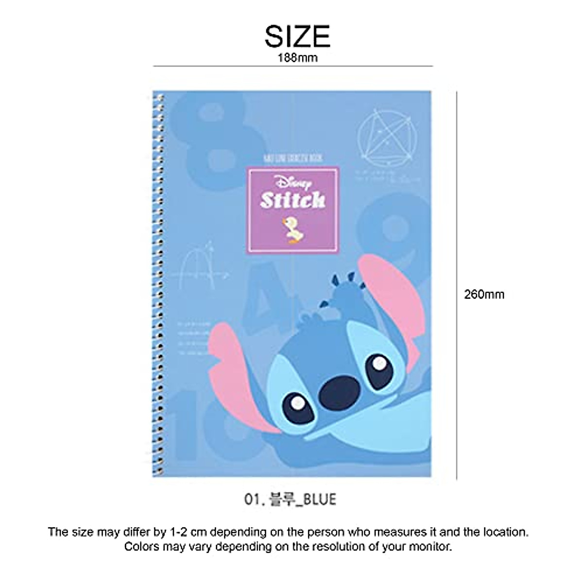 Stitch Character Half Line Spring Note - Cute 10.2 x 7.4 in Spiral Bound Notebook with Unique Half-Lined Pages, Durable Hardcover, Ideal for Writing & Drawing - for Students, Kids and Adults (Green)