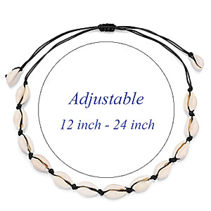 Starain 2Pcs Shell Necklace Anklet for Women Handmade Adjustable Puka Beach Shell Necklace Set