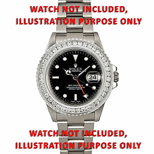 Ewatchparts 3ct Channel Diamond Bezel With Ridges Compatible With Rolex Submariner, GMT Master 2 Steel