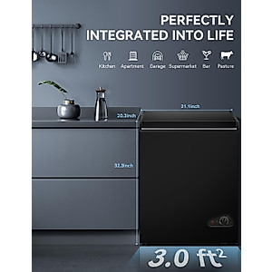 5.0 Cu Ft Chest Freezer - Energy Saving Quiet Top Open Door Mini Freezer Adjustable 6 Thermostat - Compact Small Deep Freezer w/Removable Basket and Defrost Water Drain for Home/Apartment/Garage
