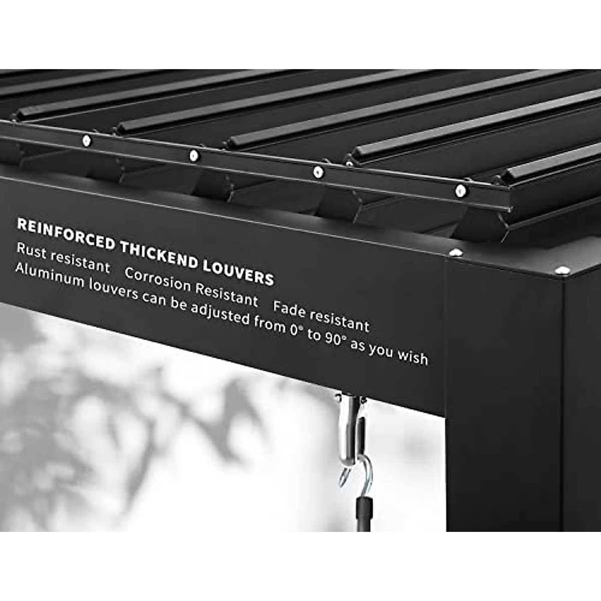 ONLYCTR Outdoor Louvered Pergola 10' × 10' Aluminum Large Pergola Patio Rainproof Pergola with Adjustable Roof, Black Gazebo for Outdoor Deck Garden Beach Patio (10' × 10', Black)