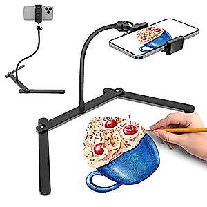 LimoStudio Overhead Flexible Gooseneck Tabletop 13.6-Inch Tripod Lightweight Stand Phone Holder Mount Compatible with iPhone, Galaxy, Pixel, AGG3314