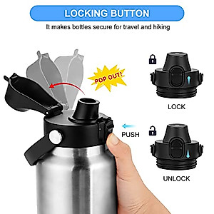 EIPOSAU Spout Lid for YETI Rambler Bottle, BPA Free, Ideal Chug Cap Fits 18 26 36 64 oz Bottles, Replacement Lids with Push Button & Lock