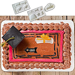 3 Pcs Graduation Silicone Chocolate Fondant Molds, Graduation Cap Diploma mould Congrats Grad Shape Reusable Candy Trays for Cookies Baking Pans Cake Muffin Decorations Jelly for Grad Party