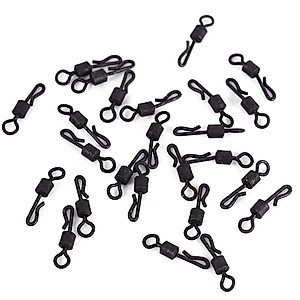 HERCHR 25pcs Fast Fishing Swivel Snap Clips Quick Change Fly Fishing Snaps Copper Lure Snaps Link Clips Fast Easy Fly Hook Snap Lure Connector Jigs Lures Fishing Clips Swivels Fishing Tackle