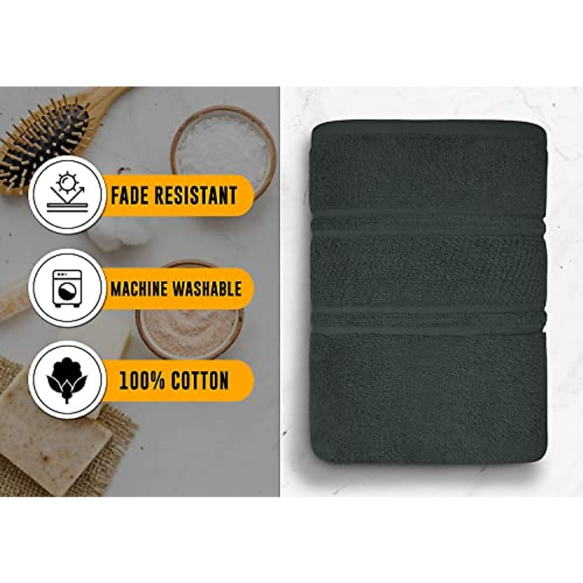 Laevis 100% Cotton Luxury Bath Towels - Towels for Bathroom - 600 GSM Pack of 4 (27" x 54") Ultra Soft and Fluffy Bath Towel - Highly Absorbent Bath Towel - Oeko Tex Certified (Grey)