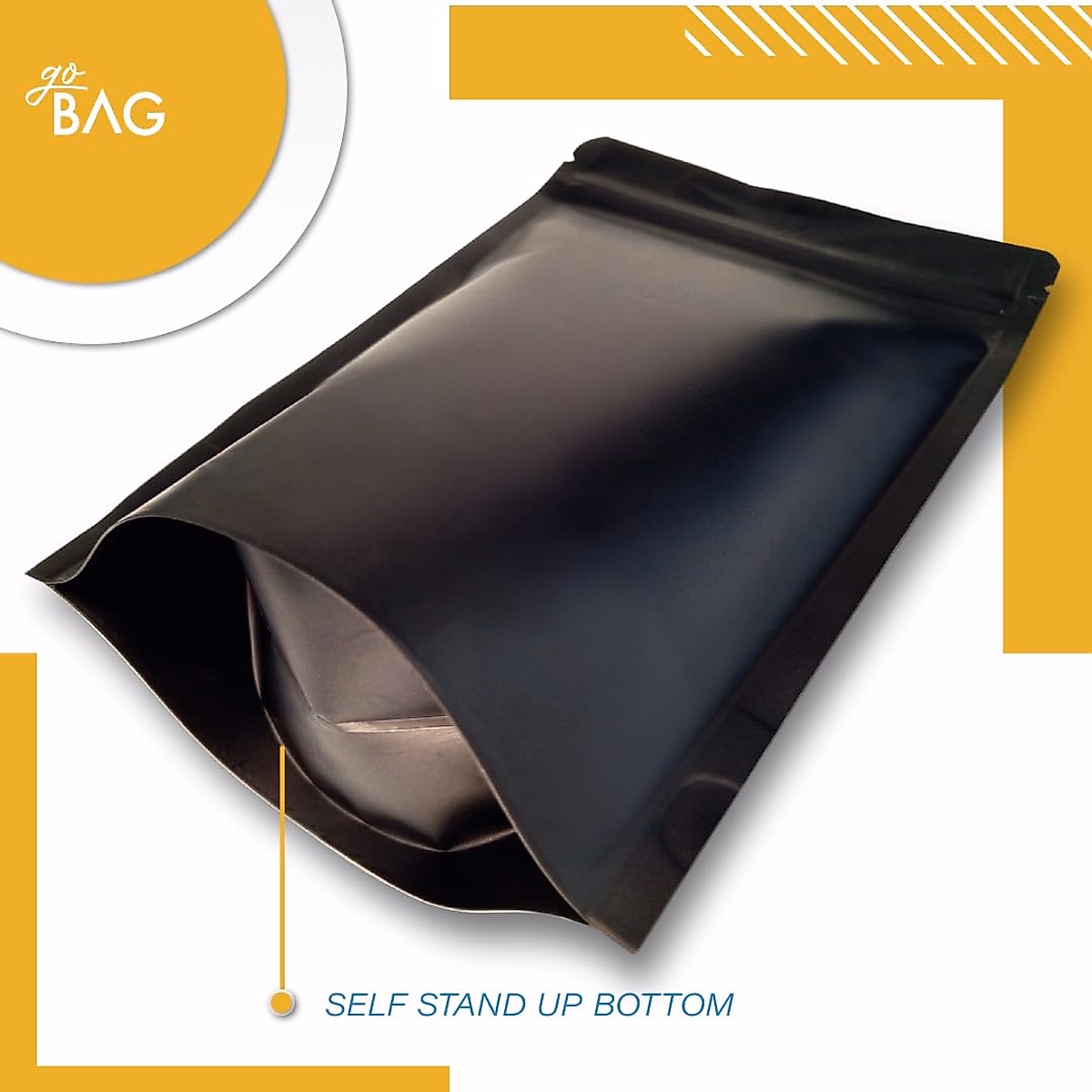 100PCS Matte-Metallized Black Stand-Up Pouch Resealable Bags (17x25cm (6.7x10"))