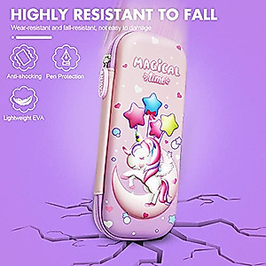 Unicorn Pencil Case for Kids Girls,3D EVA Cute Pencil Pouch,Medium Capacity Portable Multifunction Pen Bag for Girls Kids Teen (Moon Unicorn)