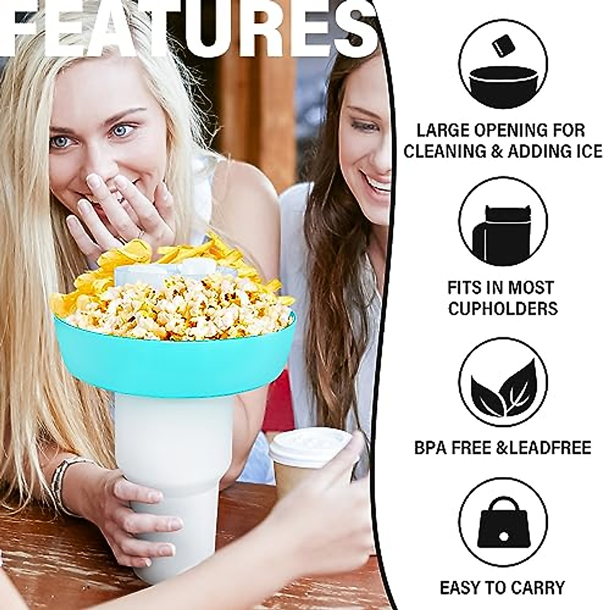 Snack Bowl for Stanley Cup, Reusable Snack Ring Tray Platter Compatible with Stanley 40 Oz Tumbler, 3 Compartments for Candy,Appetizer,Nuts,Popcorn, Cup Holder for Stanley Cup Accessories (Pink)