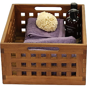 AquaTeak Grate Medium Size Teak Storage Bin