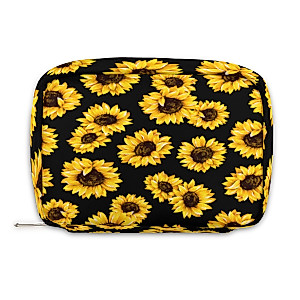 Travel Toiletry Bag for Women Travel Makeup Bag Organizer Cute Small Make Up Bag for Traveling Women Cosmetic Bag, Waterproof Shaving Bag for Men Travel Essentials Toiletries (Sunflower)