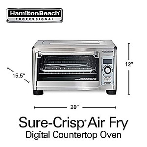 Hamilton Beach Professional Sure-Crisp Digital Air Fryer Countertop Toaster Oven, 1500W, Fits 12” Pizza 6 Slice Capacity, Temperature Probe, Stainless Steel (31243)