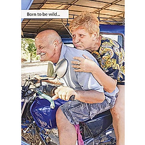 Designer Greetings Old Couple on Blue Motorcycle Funny/Humorous Birthday Card