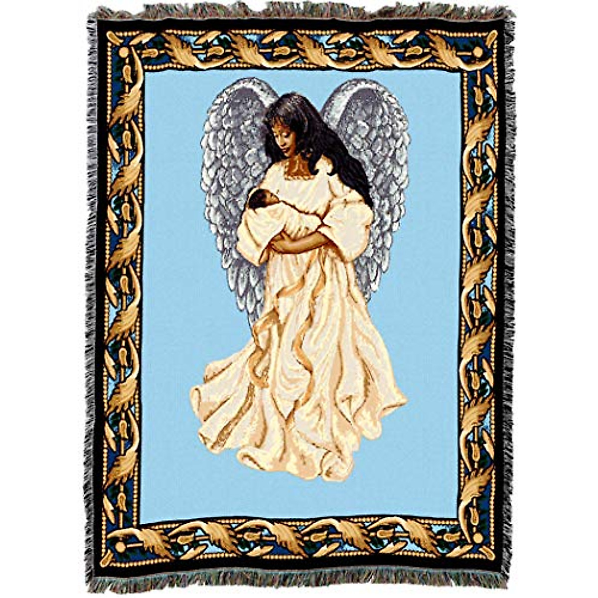 Pure Country Weavers Guardian Angel and Baby 3 Blanket - Religious Gift Tapestry Throw Woven from Cotton - Made in The USA (72x54)