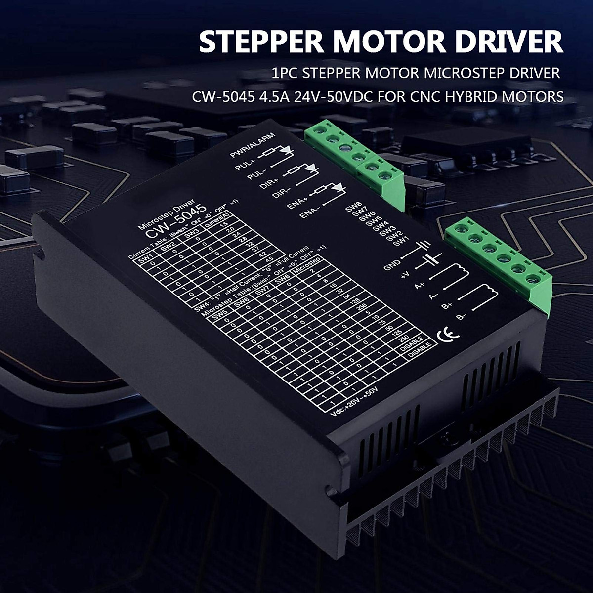 Fdit Stepper Motor, Stepper Motor Microstep Driver 4.5A 24V-50VDC for CNC Motors CW-5045