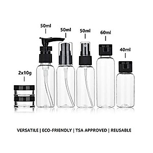 ABIRDAY Travel Size Bottles Containers for Toiletries with Toiletry Bag Kit for Liquids, Leak-Proof & TSA Approved Carry-on for Airplane - Women/Men
