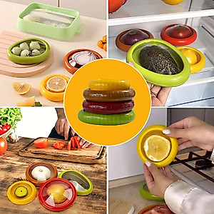 Silicone Fruit Storage Container Vegetable Food Storage Containers Set for Fridge Onion Storage Container, Avocado Keeper, Tomato Saver Container, and Lemon Holder Box 4PCS