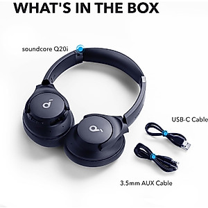 soundcore by Anker Q20i Hybrid Active Noise Cancelling Headphones, Wireless Over-Ear Bluetooth, 40H Long ANC Playtime, Hi-Res Audio, Big Bass, Customize via an App, Transparency Mode (Renewed)