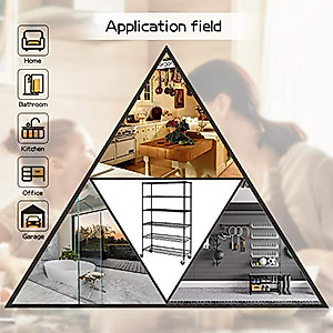 HCB 6-Tier Storage Shelf Heavy Duty Wire Shelving Unit 76"x48"x18" Height Adjustable Metal Steel Wire with Casters for Restaurant Garage Pantry Kitchen Rack (Black)