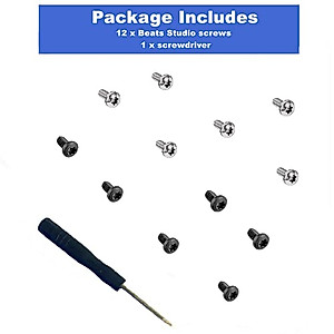 Studio 3 Headband Screws Replacement for Beats Studio 2 Headband Screws, Studio3 Screws, Beats Studio 3 A1796 Headphones Screws+Screwdriver Repair Kit (6pcs Silver+6pcs Black)
