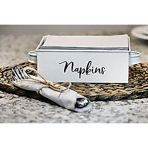 Home Acres Farmhouse Napkin Holders for Tables & Kitchen - Rustic Country Style Dispenser for Dinner Napkins - White
