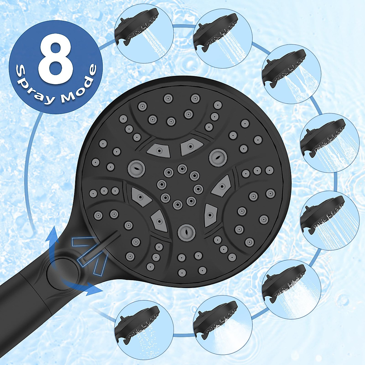 JONKEAN Handheld Water Softener Shower Head with Filter for Hard Water, Detachable Powerful Hand Held Shower Heads High Pressure, Pause Filtering Shower Head to Remove Chlorine and Fluoride (Black)