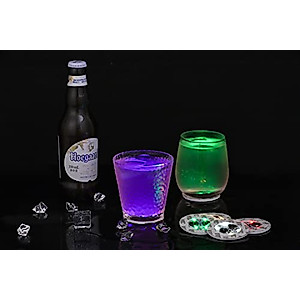HANCIRCLE LED Coaster White,12 Pack Light Up Coasters,LED Sticker Lights,Wine Bottle Lights,for Drinks,Bar Accessories,Party,Wedding