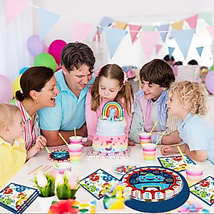 Cartoon Robot Birthday Party Tableware Set Serves 24 - Disposable 7 inch Paper Plates, 9 inch Paper Plates, Napkins, Forks, Robot Theme Wedding Baby Shower Party Supplies for 24 Guests