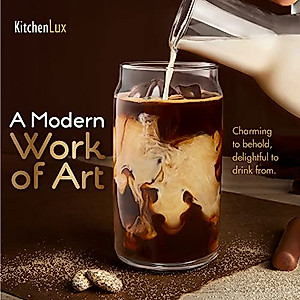 16 oz Can Shaped Glass Cups, Set of 2 Beer Can Glasses, Aesthetic Soda Can Cup Clear Glass Tumbler Beer Glasses, Tall Cocktail Drinkware Cute Cups, Cool Drinking Glasses for Kitchen, Modern Glassware