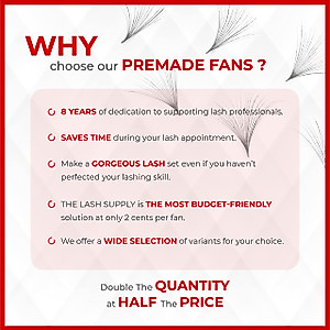 THE LASH SUPPLY 500 Fans, 20D Mega Volume Promade Fan, C/D Curl, Mix Length 12-16mm, 0.03 Thickness, Natural and Long-lasting Curl, Promade Loose Eyelash Extension Fans, Mixed Pack