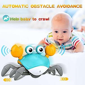 COLEGRY Crawling Crab Baby Toy Tummy Time, Cute Walking Moving Dancing Crab Learning Crawl, Sensory Interactive Toys Gifts for 3 4 5 6 7 8 9 Babies Infant Toddler Kid Boys Girls (Green)
