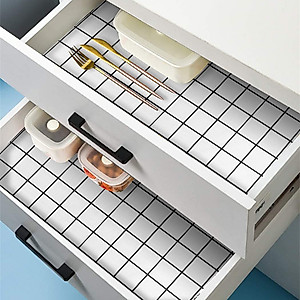 POTTIIS Shelf Liner Non-Adhesive EVA Cabinet-Drawer-Liners - 2 Roll Waterproof Kitchen Fridge Pad and Refrigerator Mat, Non-Slip Can be Cut Placemats, Size 17''×78.7''（White）