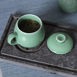 Amoysanli Ceramic Cup Coffee Cup Mug Water Mug, Porcelain Tea Cup Drinkware With Lid for Office and Home (Grey(Wire))