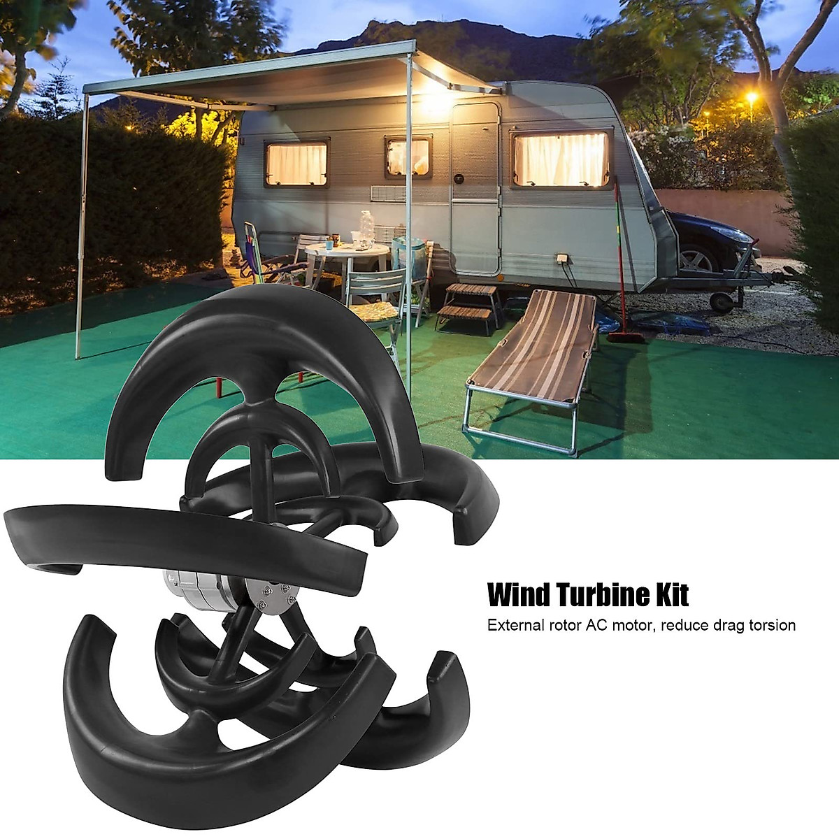 Wind Turbine Generator, 12V 24V 48V 1200W Wind Vertical Axis Generator with Hybrid Controller, 5 Leavies Wind Turbine Generator Kit for Boats, Terraces, Cabins, Mobile Homes(#1)