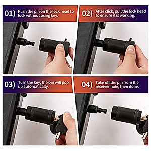 METOWARE Trailer Hitch Receiver Lock Pin, 5/8" Dia, 4” Long Pin with 3/4" Dia Adaptor, 16 Rubber O-Rings, Black Pin Hitch Receiver Lock for Class III IV Hitches, Trailer, Truck, Car, Boat