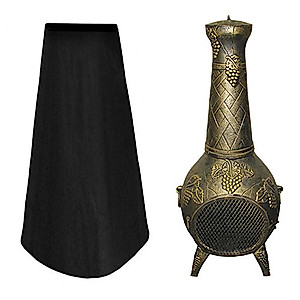 ODOMY Chiminea Cover Fire Pit Cover Patio Outdoor Waterproof Chimney Fire Pit Fountain Protective Garden Heater UV Cover Year Around Protection 28DIAMETER x 40H
