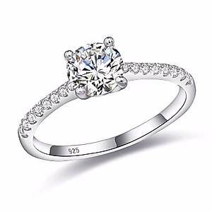 DAYBYDAY Moissanite Wedding Rings for Women 925 Sterling Silver 1 Carat Createcd Diamond Moissanite Engagement Ring Size 6