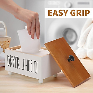 Eniffbaa Dryer Sheet Box with Lid, Dryer Sheet Holder Dispenser Container Laundry Room Decor Box for Laundry Room Organization Storage Dryer Sheets, Fabric Sheet, Dryer Balls Good Gift