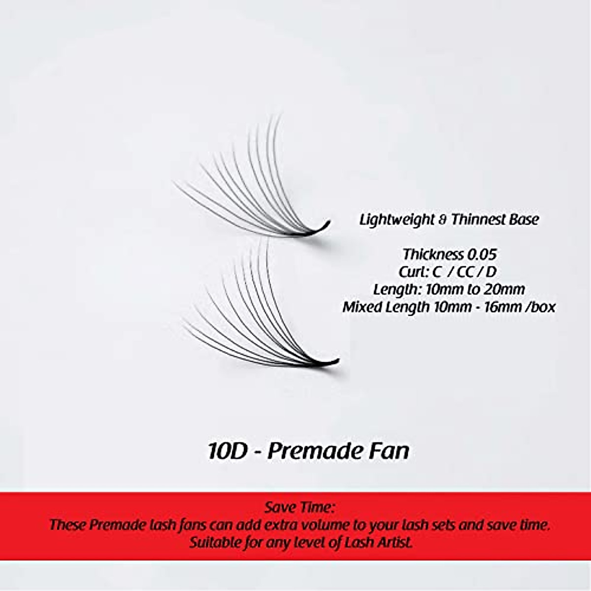 THE LASH SUPPLY 1000fans 3D 4D 5D 6D 7D 8D 10D 12D 14D Wispy Premade Fan Eyelashes, C/CC/D Curl, 8-20mm Length, 0.03/0.05/0.07 Thickness, Promade Loose Eyelash Extension Fans, Mixed Length Pack