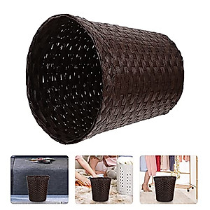 PATKAW Wicker Hamper Paper Woven Trash Can Seagrass Waste Basket Garbage Container Rubbish Bin Wicker Organizer Storage Basket Laundry Hamper Flower Plant Pot Home Office Decor Wicker Waste Basket