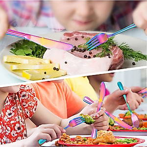 LIANYU 9-Piece Rainbow Kids Silverware Set, Stainless Steel Toddler Utensils Flatware Set, Child Cutlery Tableware Set for 3, Include knife Fork Spoon, Mirror Finished, Dishwasher Safe