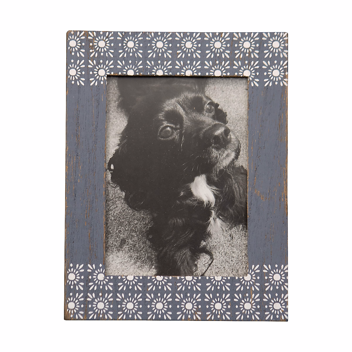 Foreside Home & Garden White Sunburst Pattern 5x7 Inch Blue Wood Decorative Picture Frame